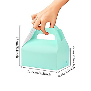 30 Pcs Gable Treat Boxes, Small Goodie Boxes Red Party Favor Boxes Cardboard Kraft Paper Gift Box Dessert Candy Cookie Boxes for Birthday Baby Shower Mothers Day Party Favors, 4.5 x 3.1 x 5.1" (Blue)