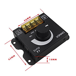 ihreesy DC 12V-24V 30A LED Dimmer,LED Light Strip Dimmer Single Channel Lighting Dimming Controller Single Color Light Ribbon LED Lighting Dimmers