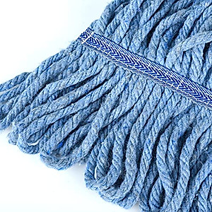 Matthew Cleaning Heavy Duty Mop Head Commercial Replacement for General and Floor Cleaning , Wet Industrial Blue Cotton Looped End String Head Refill (Pack of 3) Blue