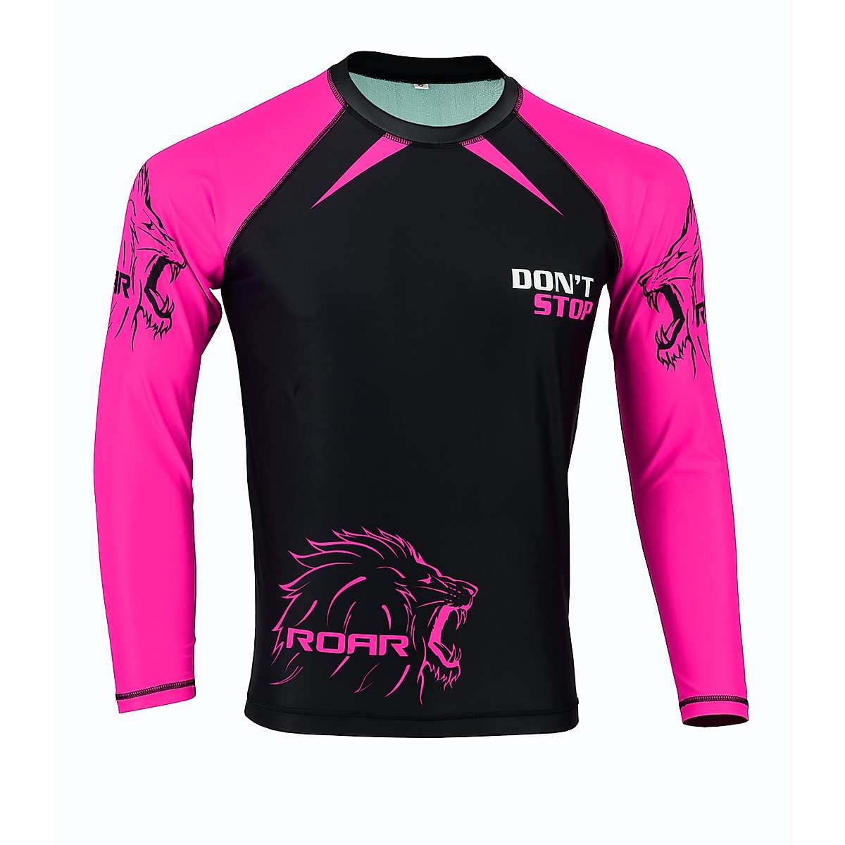 Roar No Gi Full Set Ladies Grappling Rash Guard Female Fight Wear (Pink-Black, Small)