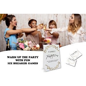 Golden Leaves Theme Favorite Family Traditions Baby Shower Games Set(1 Sign and 20 Cards), Games for Baby Shower, Wedding Shower, Bridal Shower, Game Night, Gender Reveal, Family Day Decorations 21