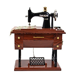 AUEAR, Vintage Mini Music Box Sewing Machine Figurine Birthday Gift Table Decor