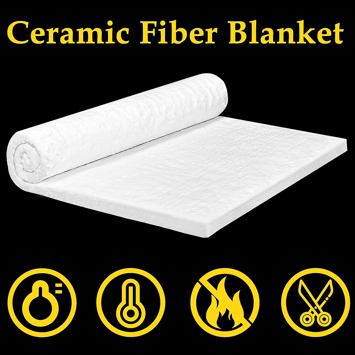 32" x24" x1" (Thick) Ceramic Fiber Blanket Fireproof Insulation Baffle Rated to 2400F, High-Temperature Resistance for oven Stoves, Kilns, Forges