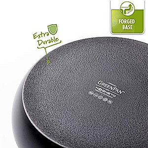 GreenPan CW001695-001 Torino 100% ToxinFree Healthy Ceramic Nonstick Metal Utensil/Induction/Dishwasher/OvenSafe Wok - 28cm/3.6L - Black