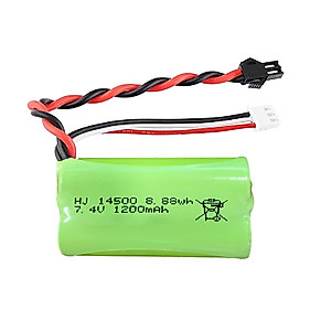 2 Pack 3.7V 1200mah Li-ion Battery with USB Chargers SM-2P Plug RC Rechargeable Battery Compatible with Remote Control Cars DE50 DE55 TB202 E35 DE38 DE40 TM141 Toy Cars