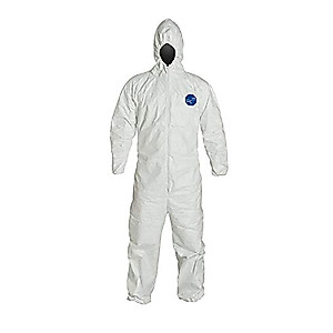 Tyvek Disposable Suit by Dupont with Elastic Wrists, Ankles and Hood (3XL) White