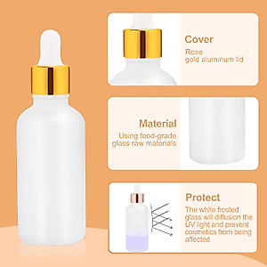 6 Pack,Frosted Glass Dropper Bottle for Essential Oils,Empty Glass Liquid Holder With Glass Eye Dropper,Golden Caps Travel Perfume Cosmetic Container-Pipette&Funnel included (50ml/1.7 fl oz)