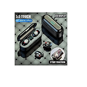 Rock Ridge F-9 Wireless Ear Buds Touch Controls for Calls and Music (Black, Single)