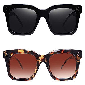 TAOTAOQI Vintage Women Oversized Sunglasses Designer Luxury Square Sun Glasses UV400 Protection Flat Lens