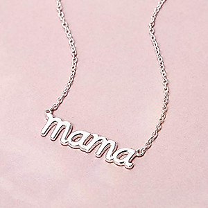 Personalized Name Plated Talk Station Pendant MAMA Word Necklace For Mother For Women Polished .925 Sterling Silver