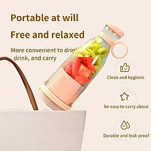 Portable Blender, Fashion Portable Blender for Shakes and Smoothies 11.8 Oz, Magnetic USB Fast Charging Mini Fresh Juice Mixer Bottle, Take It for Traveling, Outdoor, Gym, Office, Cars, Gift -PK