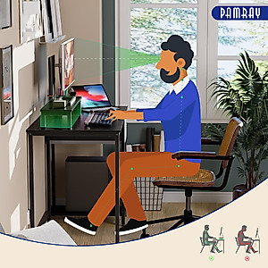 Pamray 39 Inch Computer Desk with Monitor Stand Small Home Office Desks with Non-Woven Storage Drawer for Bedroom Study Table Writing and Work Desk Black
