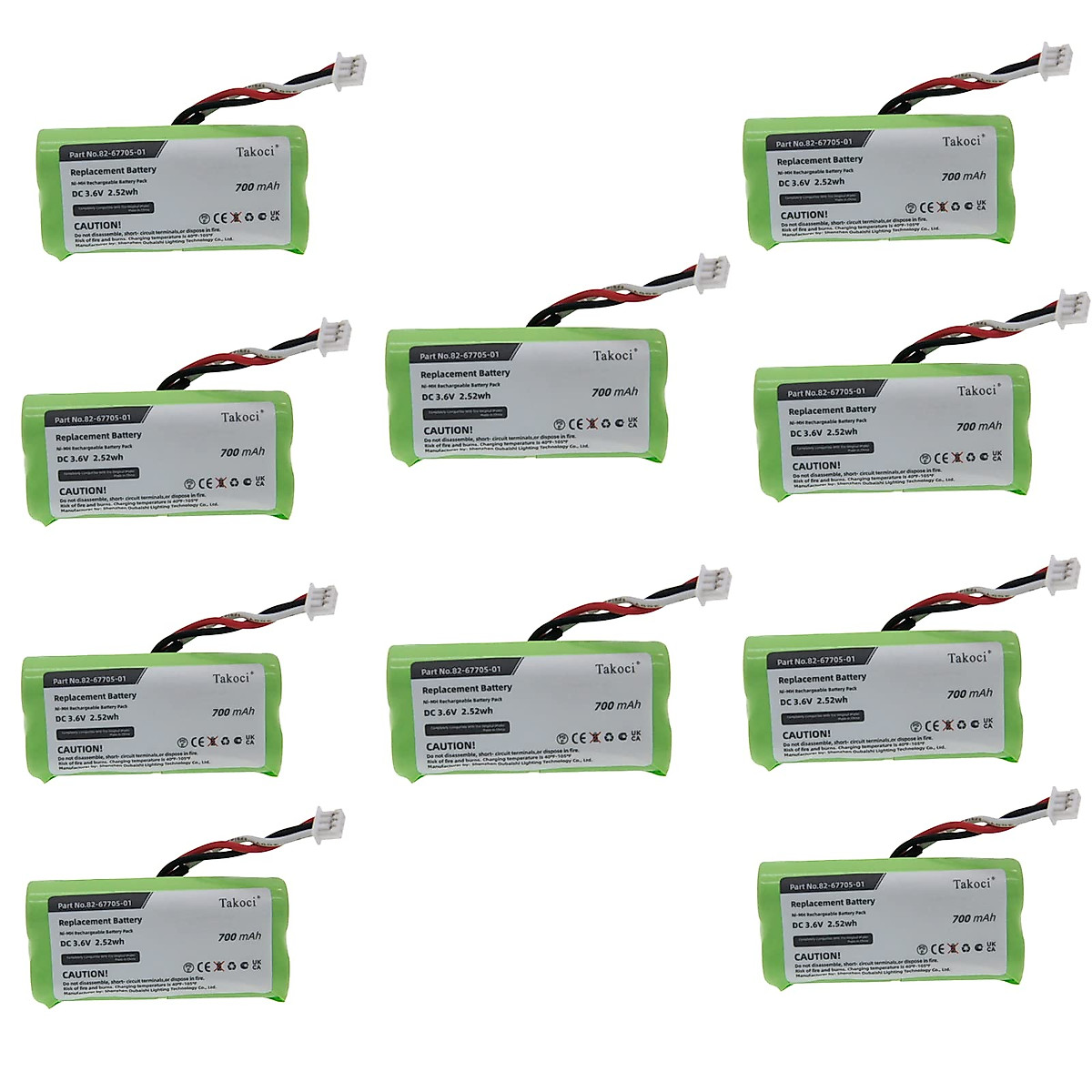Youejoeq (10-Pack) Replacement Battery for Symbol LS4278 LS4278-M DS6878 DS6878-SR 82-67705-01 BTRY-LS42RAAOE-01 Barcode Scanner Battery 700mAh 3.6V - 3.7V NiMH