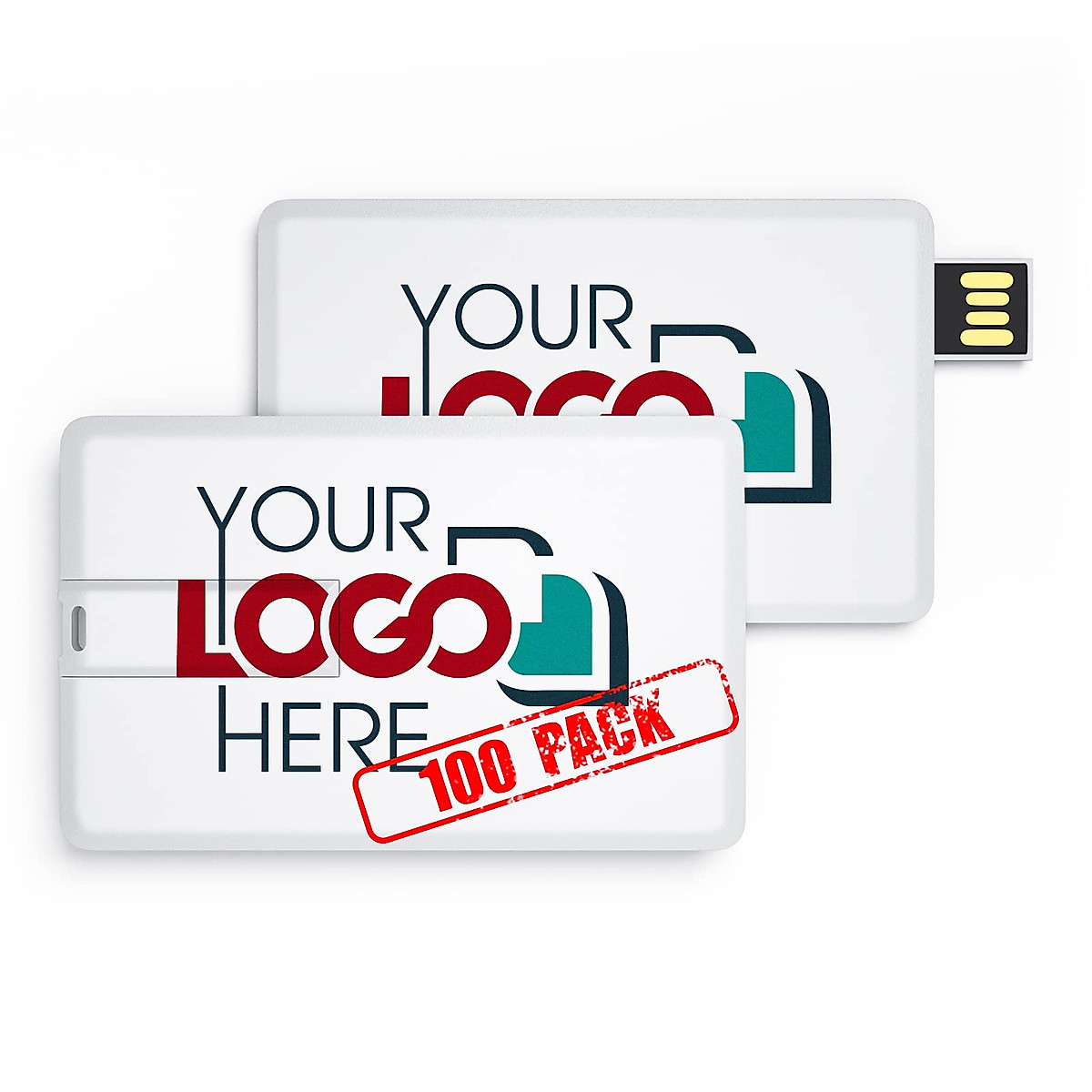 Possibox Custom Credit Card USB Flash Drive 32GB Imprinted with Your Logo - as Promotional Gift - Bulk - Customizable 100 Pack