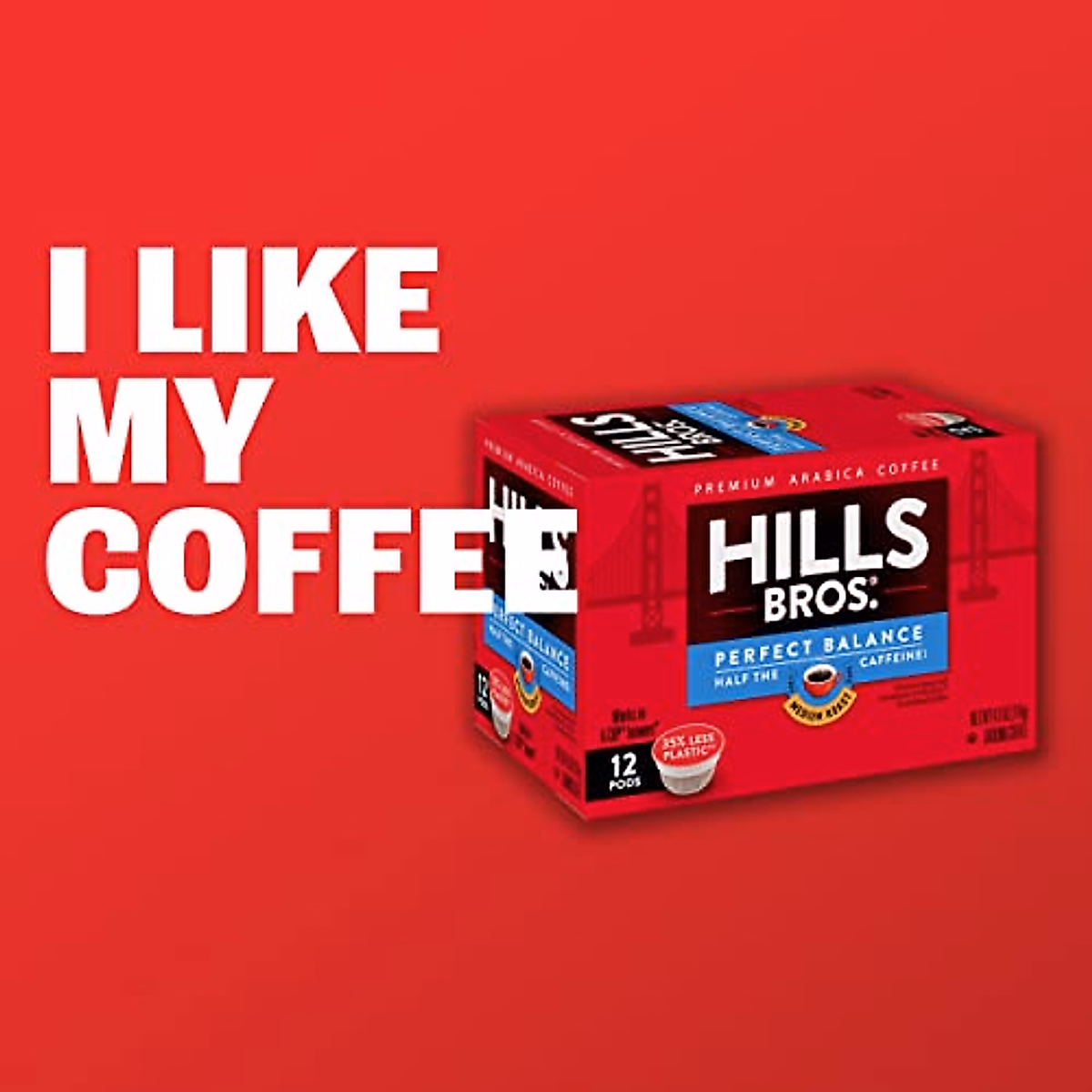 Hills Bros Single Serve Coffee Pods, 100% Colombian Ground Coffee, Medium Roast, 20 Count - Keurig Compatible, Roasted Arabica Coffee Beans, Smooth Balanced Flavor