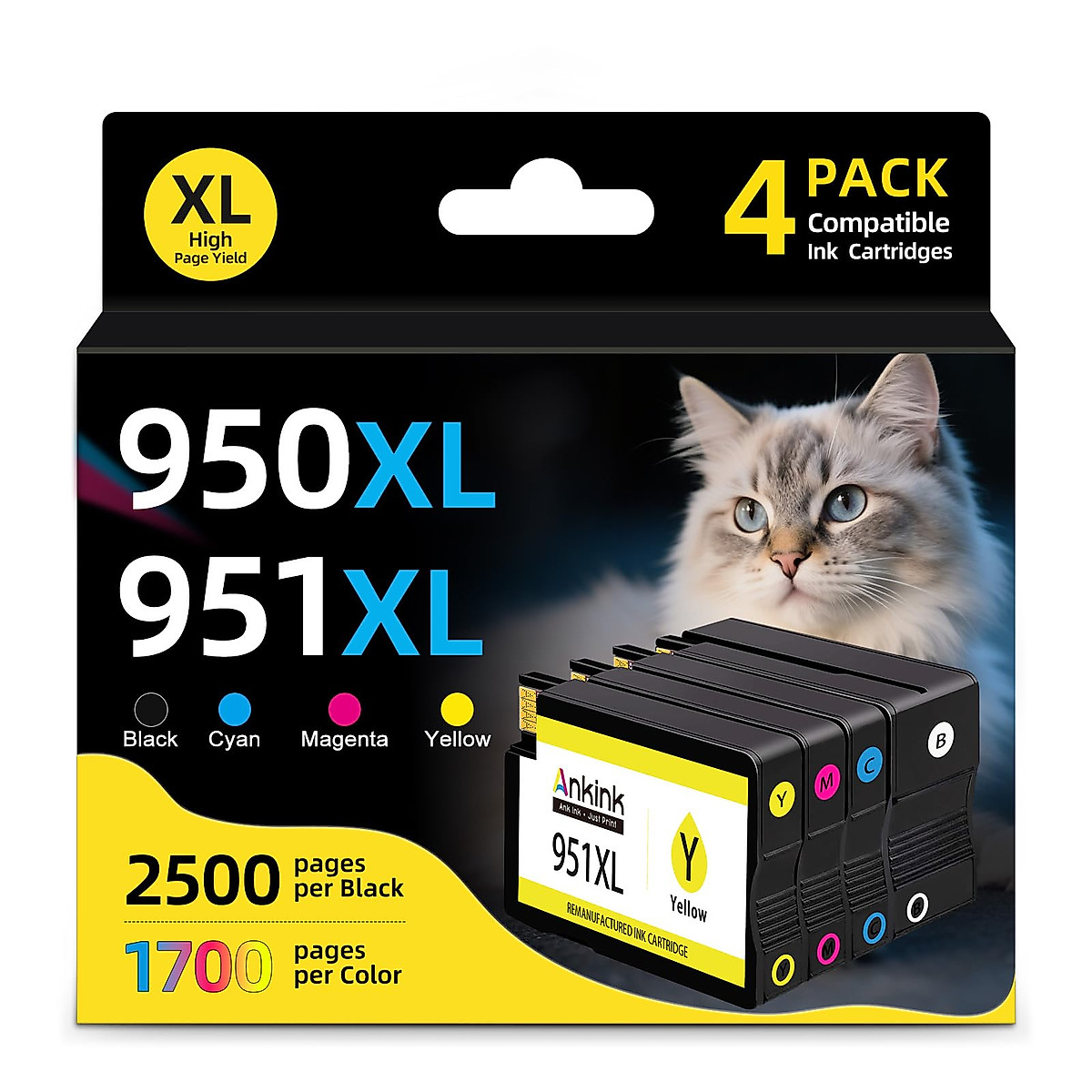 950XL 951XL Combo Pack for HP OfficeJet Pro 8600 8610 8620 Printer Ink Cartridge Replacement for HP 950 951 hp950 hp951 XL hp950xl hp951xl to Officejet pro 8100 8625 8630 8660 8615 276DW 251DW printer