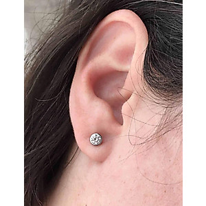 ComfyEarrings CZ Crystal Bezel Stud Earrings, Stainless Steel