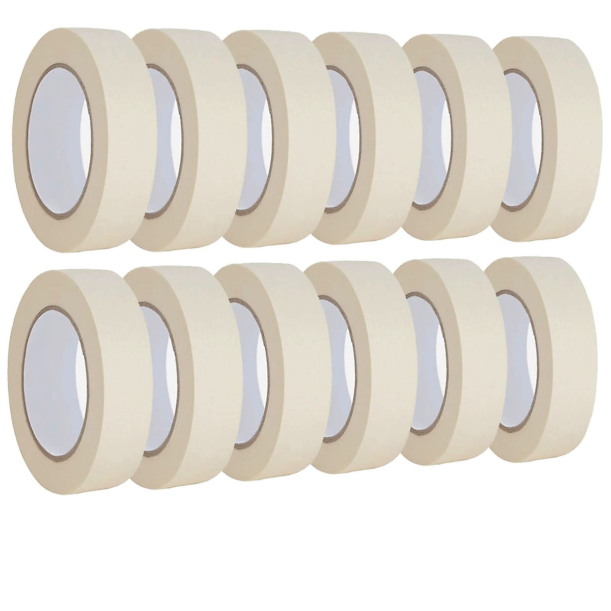 Lazybug studio Masking Tape 1 inch 12 Pack, Adhesive Painting Tape Bulk for General Purpose Use, 1 inch x 55 Yards x 12 Rolls, 660 Yards in Total