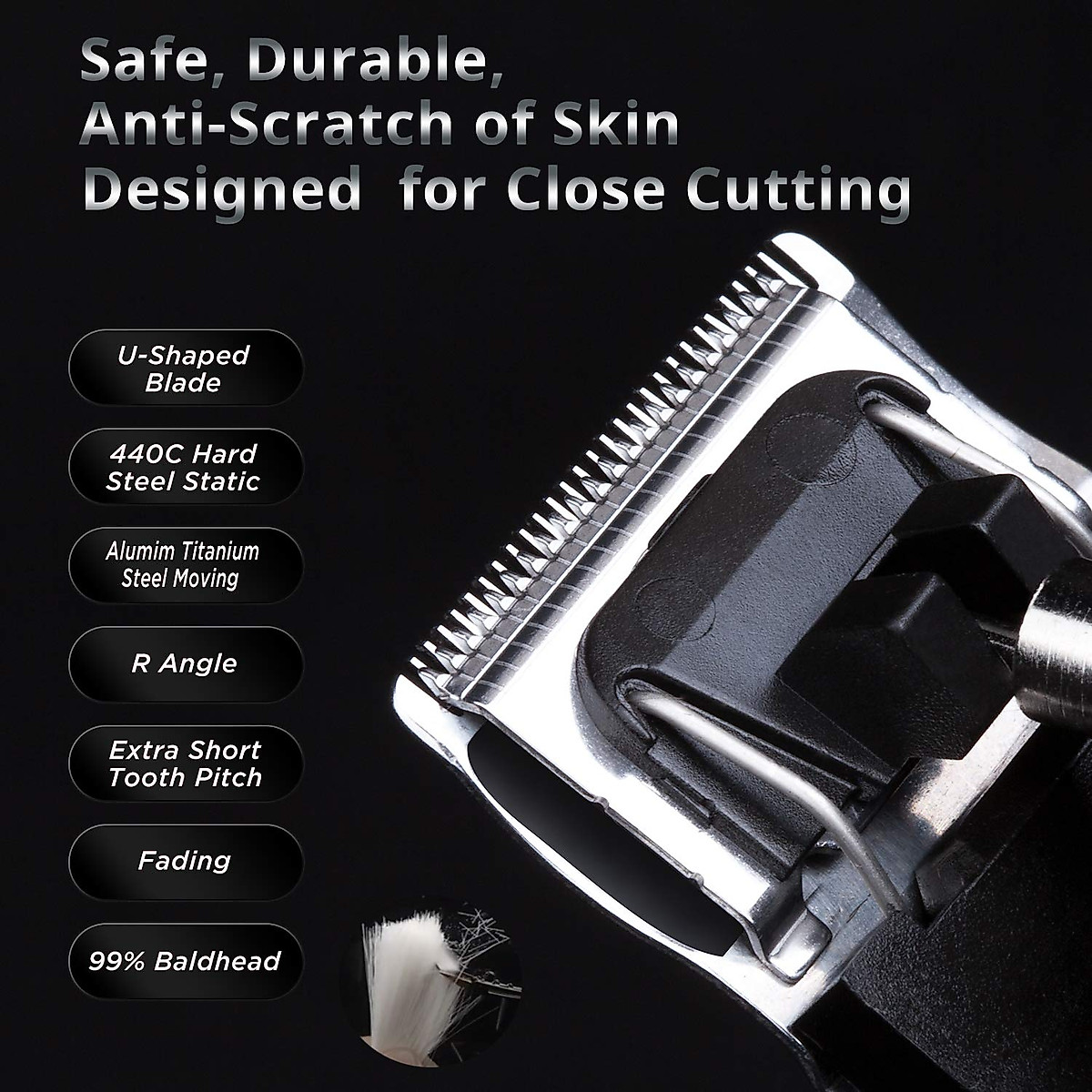 AmoVee Cordless Electric Clippers for Hair Cutting，Professional Hair Clippers for Man, An-ti Scratch T Blade Trimmer Outliner for Body Hair, Beard, Bang Grooming for Barber, Beginner, USB Rechargeable