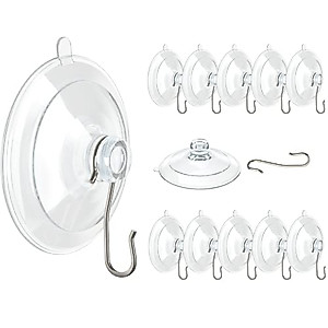 VIS'V Suction Cup Hooks, Upgraded Small Clear Suction Cups with Metal Hooks 1.77 Inches Removable Suction Cups for Window Glass Door Kitchen Bathroom Shower Wall - 12 Pcs