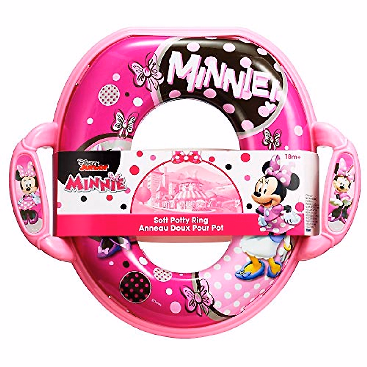 The First Years Disney Minnie Mouse Soft Potty Seat - Cushioned Toddler Toilet Seat Attachment - Toddler Potty Training Toilet Seat with Handles - Ages 18 Months and Up
