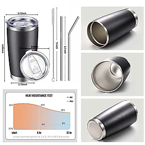 IEOVIEE 32 Packs 20oz Tumbler Bulk with Lid and Straw Stainless Steel Double Wall Insulated Travel Tea cups Coffee Mug Powder Coated Tumbler Cup for hot and cold drink (Black)