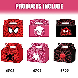 Yizeda 18 PCS Spider Birthday Party Favor Boxes Spider Hero Party Candy Gift Boxes Miles Morales Goodie Boxes for Spider Themed Birthday Party Decorations