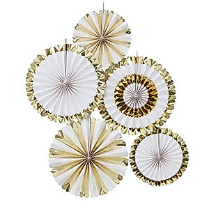 Ginger Ray Gold Foled Pin Wheel Fan Baby Shower Celebration Decorations 5 Pack