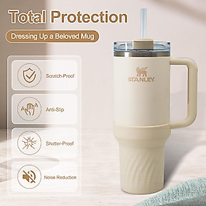 Guacalloon Silicone Boot for Stanley Cup 40oz Quencher, Beige Boot Sleeve Cover Fit with Stanley H2.0 and Quencher Adventure Tumbler Accessories (40 oz, Beige)