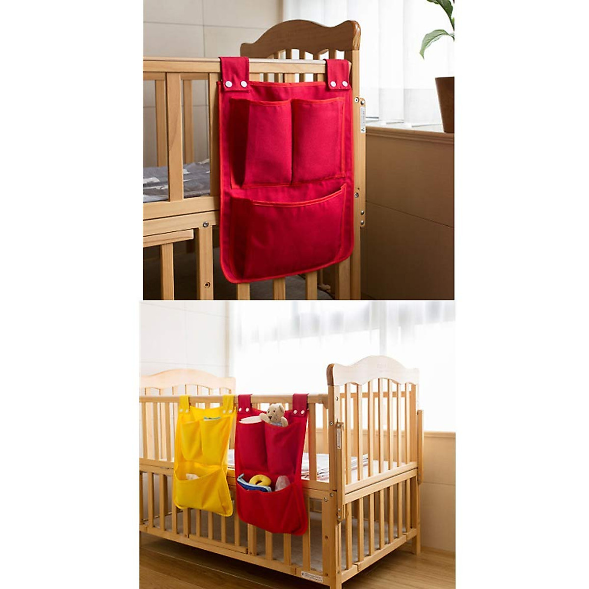 SiyuXinyi Pockets Bedside Storage Bag Caddy Hanging Diaper Organization for Baby Essentials, Hang on Crib, Practical hanging storage bag，Suitable Dormitory, double bed, Bedside storage！（red）