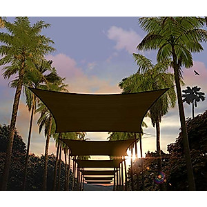 Amgo 16' x 16' Brown Square Sun Shade Sail Canopy Awning UPF50+ AGTAPS16, 95% UV Blockage, Water & Air Permeable, Commercial and Residential, 3 Years Warranty (We Make Custom Size)