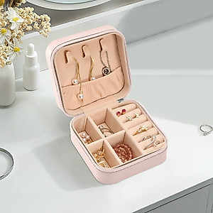 linqin Travel Jewelry Box Organizer Maple Leaves Portable Jewelry Storage Box Case for Earring Rings Necklace Bracelets Accessories Gifts for Women Gis Wife Daughter