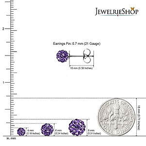 JewelrieShop Rhinestones Crystal Ball Stud Earrings Set Fireball Disco Ball Pave Bead Earrings Hypoallergenic for Women (02. 12 Pairs, 6mm)