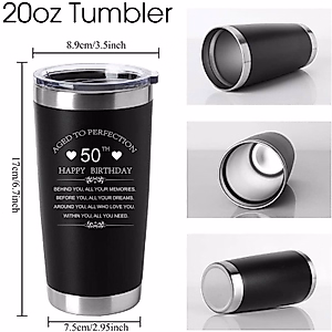 Calltoge Inspirational 1975 50th Birthday Gifts for Women Men 20oz Stainless Steel Black Travel Car Tumbler Mug Behind You All Your Memories Before You All Your Dreams 50 Years Old Present