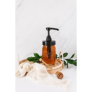 Jarmazing Products Mason Jar Syrup Dispenser - Set of 2 – 16 oz Ball Jars with Rust-Proof, Leak-Proof, Food Grade Pumps for Honey, Syrups, Condiments, Salad Dressings and More