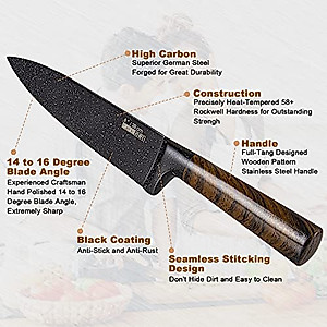 Wodillo Knife Set,12-Piece Kitchen Knife Set with Storage Block,High Carbon German Stainless Steel Block Knife Set with Japanese Designed Wooden Pattern Stainless Handle and 6 Steak Knives