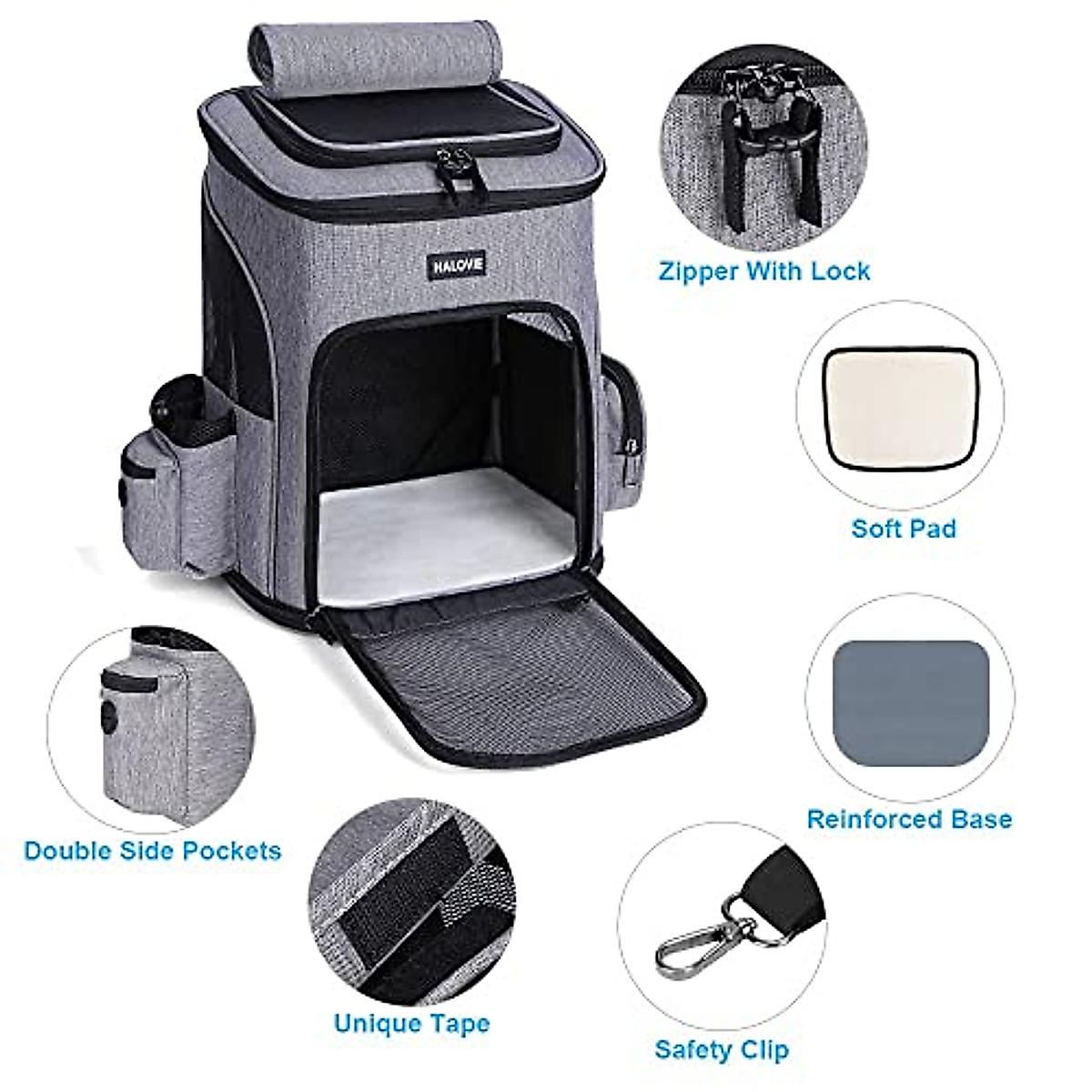 HALOVIE Pet Carrier Backpack Expandable for Cats Dogs Under 18 LB, Breathable Mesh Cat Backpack Carrier Bag, Foldable Dog Backpack Carrier for Small Dogs Rabbits Puppies