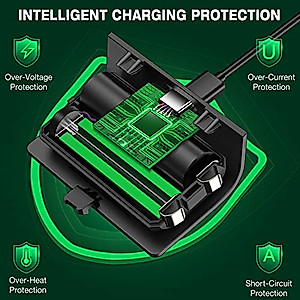 ELISWEEN Rechargeable Controller Battery Pack 2X1500Mah Xbox Battery Pack & 4 Battery Covers, Xbox One Controller Battery Pack with 9.84Ft Type-C Cable for Xbox One S/X/Elite