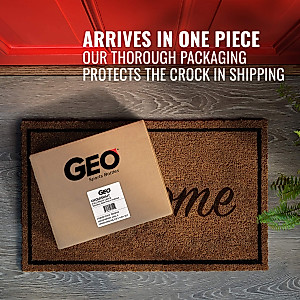 Geo Sports Porcelain Ceramic Crock Water Dispenser, Stainless Steel Faucet, Valve and Lid Included. Fits 3 to 5 Gallon Jugs. (Black with Blue Speckles)