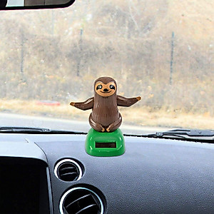 Sloth Solar Dancing Figures, Solar Powered Shaking Hand Doll Toys for Car Dashboard Decoration, Desk or Windowsill Decor (A-Brown)
