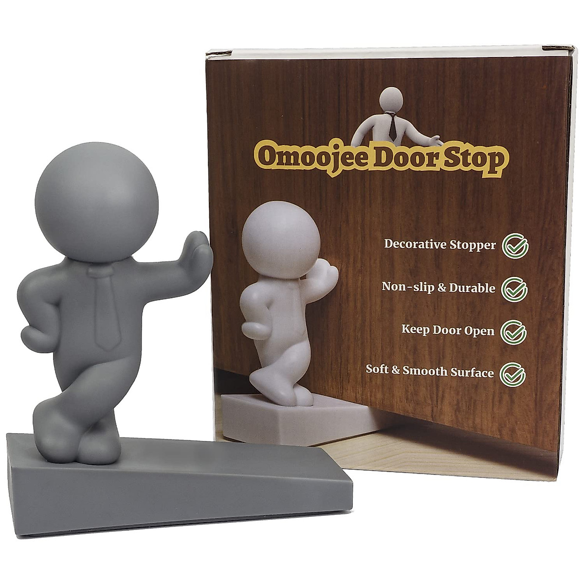 Cute Door Stop, Decorative and Sturdy, Well Designed Door Stopper, Effective to Hold Your Door Open, 1 Pack, Gray(Patented)