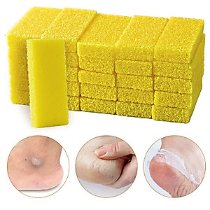 140 Pcs Disposable Foot Pumice Stone Foot Scrubber Sponge Pads for Feet Hard Skin Heels Callus Remover Pedicure Foot Pumice Exfoliator Sponge Coarse Dead Skin Remover, Yellow