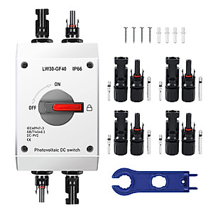 32A DC 1200V PV Solar Disconnect Switch, IP66 Waterproof & Anti-UV Solar Circuit Isolator Box for Solar Panels (International Standard: IEC60947-3)