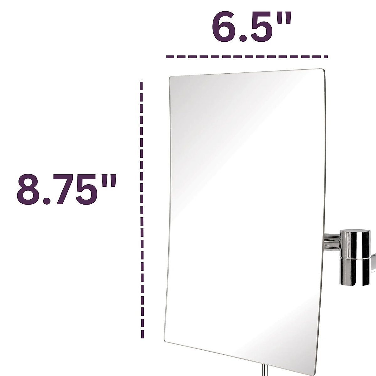 JERDON Wall Mount Makeup Mirror with 5X Magnification - 8.75” x 6.5” Rectangular Mirror Extends 14” – Chrome Finish – Model JRT695C
