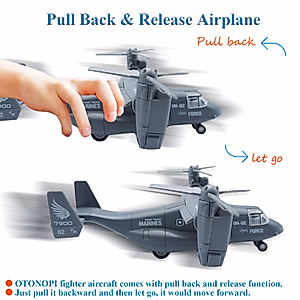 OTONOPI Military Helicopter Toy Marines Force Plane Model Alloy Plane Transport Army Aircraft Fighter Jet Die-Cast Metal Pull Back Airplanes with Lights and Sounds for Kids or Collection