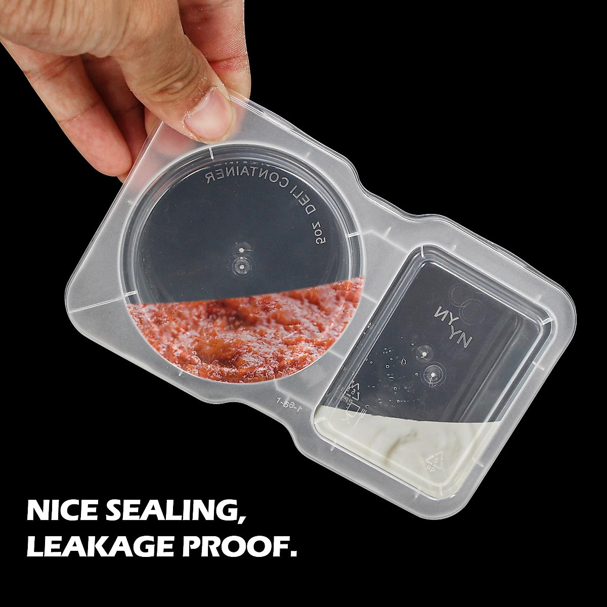 UVHJW 20 Sets Reusable Snack Container, Condiment Containers with Lid, 2 compartments Dipping Container for Refrige, Portion Control Containers, Takeaway Sauce Dip Case for Outdoor