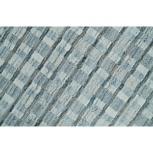 Artisan's Arc Hand Made Checkered Scandinavian Blended Wool Flatwoven Area Rug, White, Teal and Gray, 8x10 | KE18810