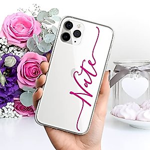 Case Charming Clear Case Personalized Name for iPhone 14 Pro Max 13 mini 12 11 XS XR X 10S 10R 10 8 Plus 7 SE Custom Handwriting Style Slim Flexible Soft Tpu Cover