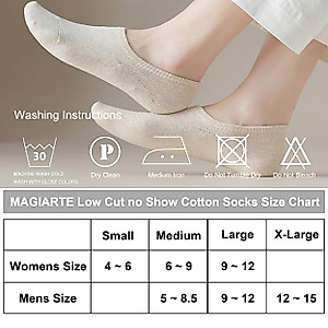 MAGIARTE Cotton No Show Socks Low Cut Athletic Running Cycling Sports Liner Socks Non Slip Design Invisable Socks for Women and Men 6-PACK (Color#07L Beige)