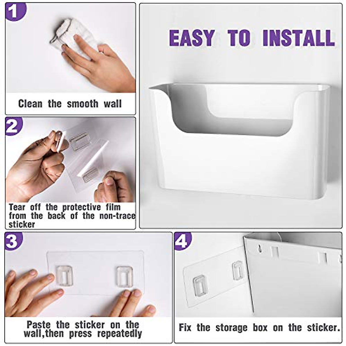 Hedume Set of 4 Wall Mounted Floating Shelf, Non-Drilling Adhesive Bathroom Organizer Ledge Shelf for Home Decor, Kitchen, Bedroom, Bathroom